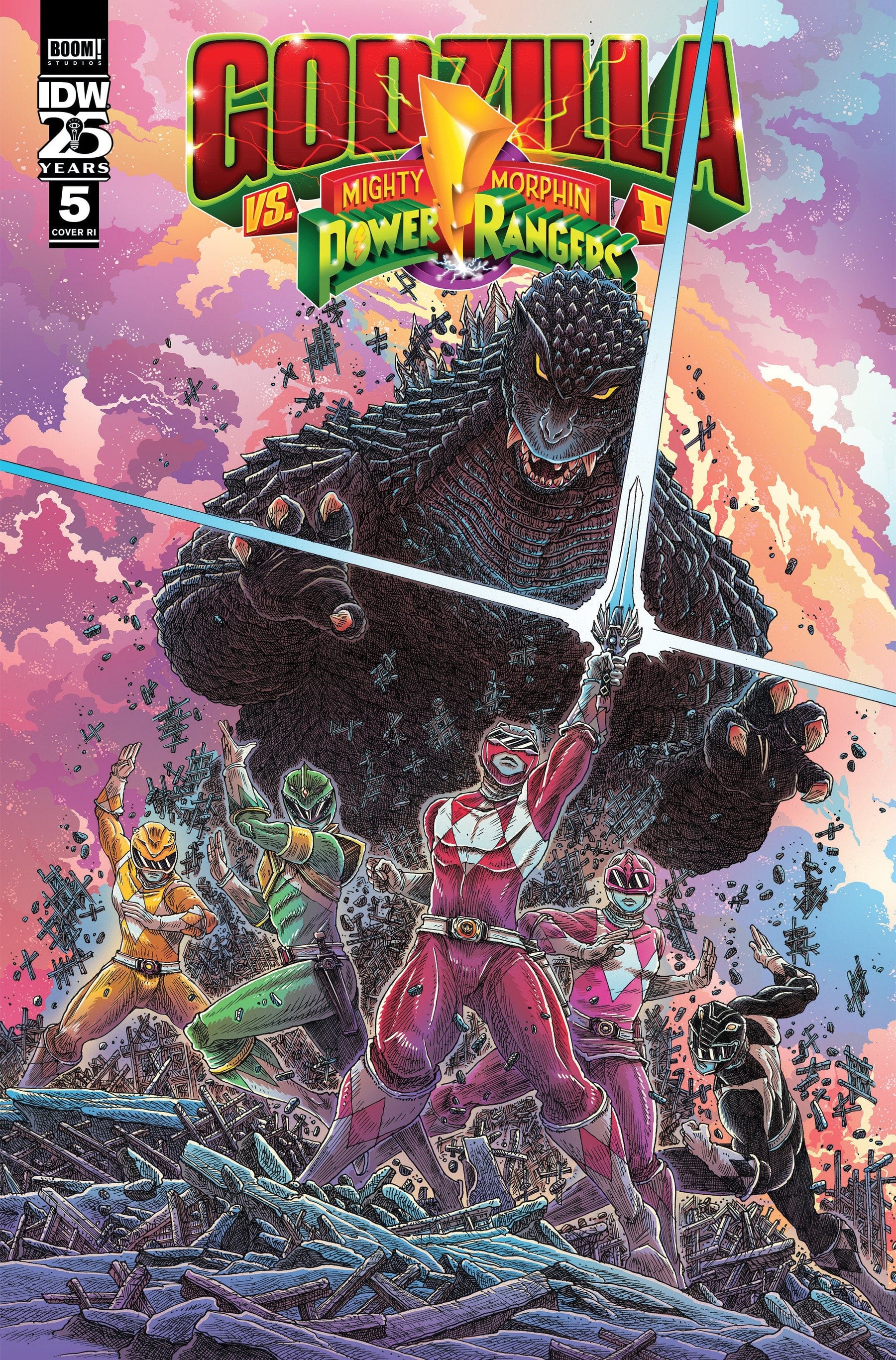 Godzilla Vs. The Mighty Morphin Power Rangers II #5 1:10 INCV Variant ...