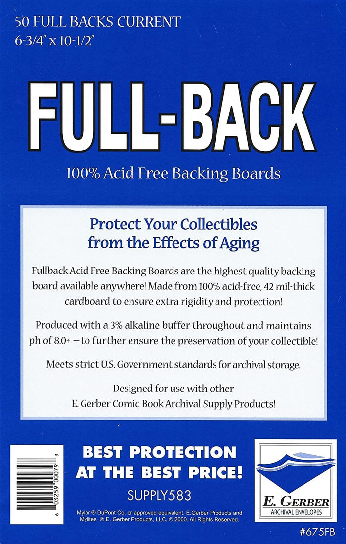 Gerber: Comic Backer Boards 50ct - Full-Back Current Size